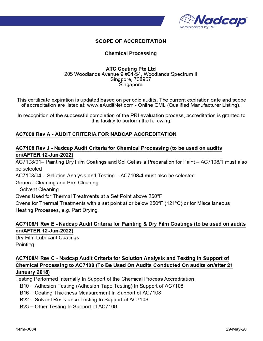 Certification – ATC